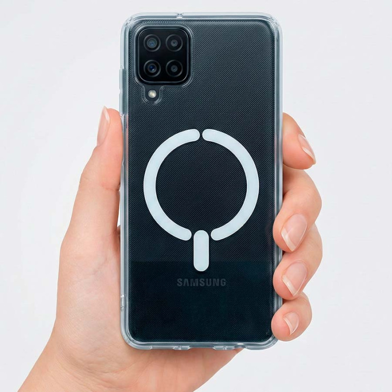 Capa Transparente Logo Compatível com Magsafe para Samsung Galaxy A12 ...